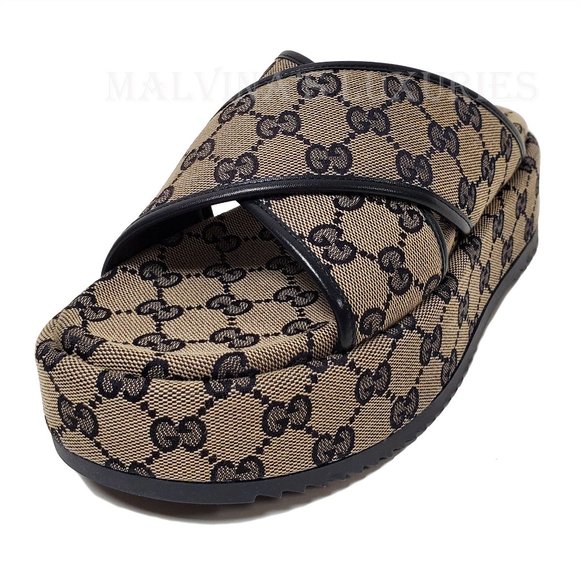 Gucci | Shoes | Gucci Shoes Angelina Gg Supreme Canvas Platform Slides ...